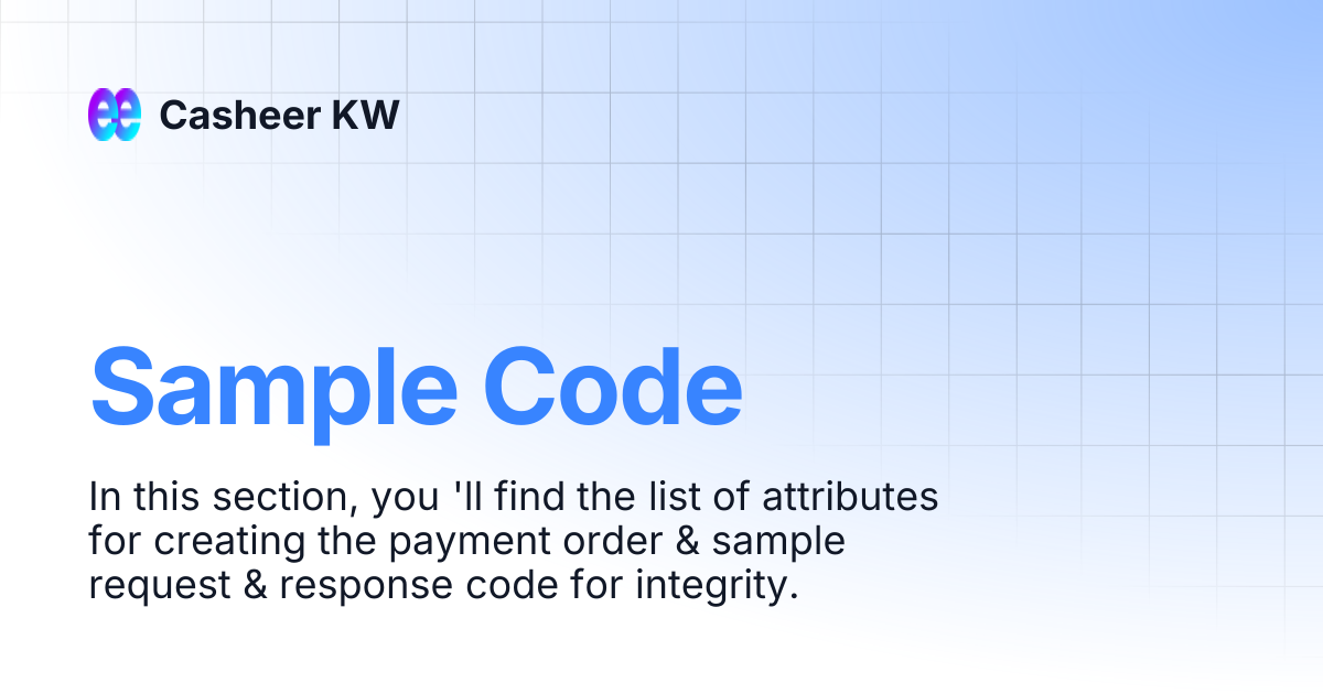 Sample Code | Casheer KW